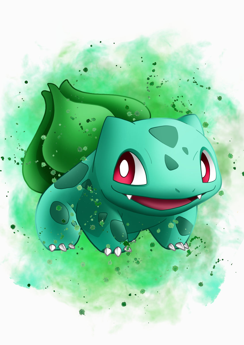 High Quality Pokemon Watercolour Bulbasaur A2 Size Poster – Pixie Posters