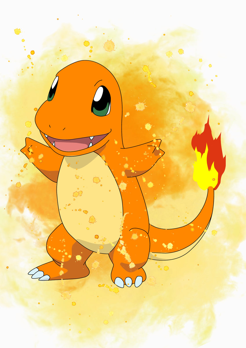 High Quality Pokemon Watercolour Charmander A2 Size Poster – Pixie Posters