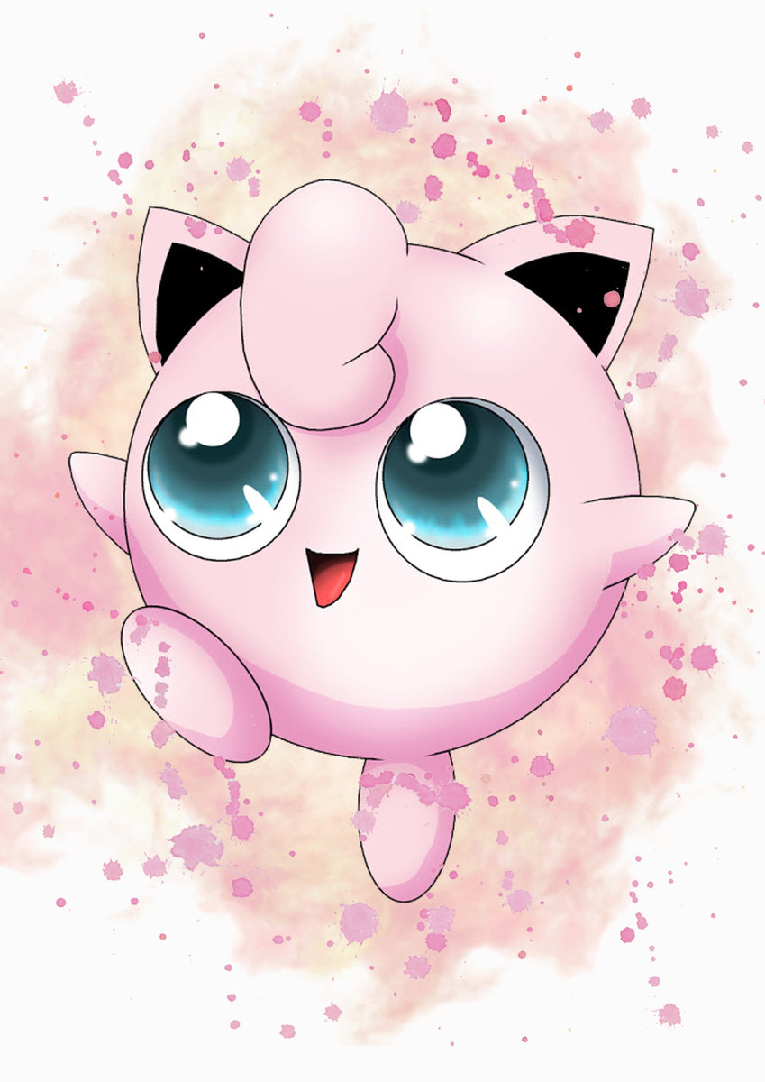 High Quality Pokemon Watercolour Jigglypuff A2 Size Poster – Pixie Posters