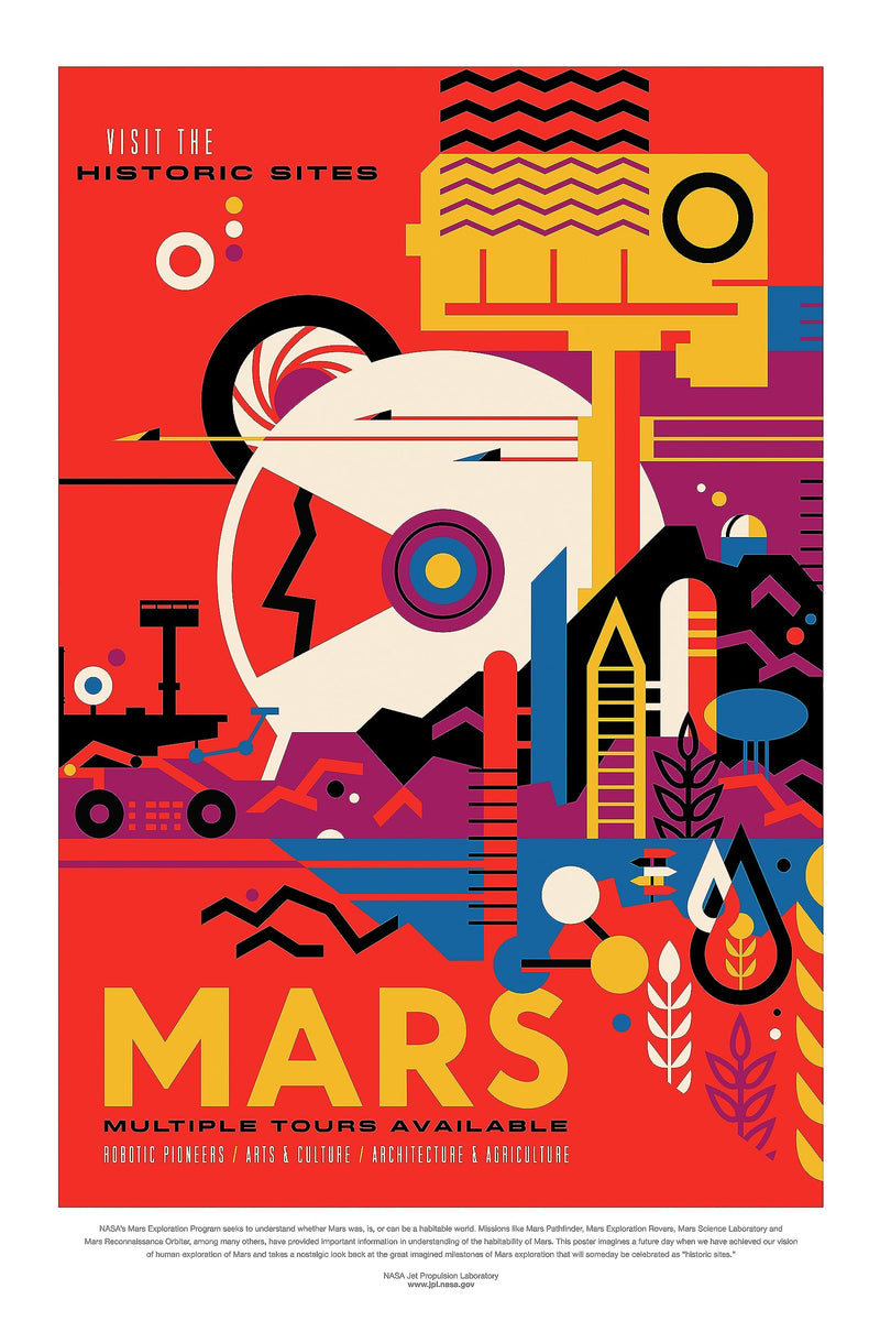High Quality Retro NASA Space Travel Style Mars A2 Size Poster – Pixie ...