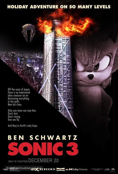 Sonic the Hedgehog 3 Movie Poster A2 Size Version 11 – Pixie Posters