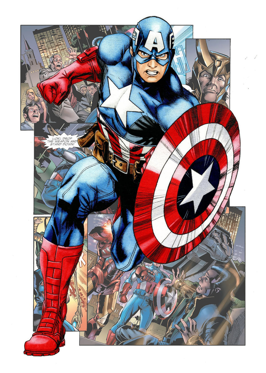 Superhero Comic Style Captain America A2 Size Posters – Pixie Posters