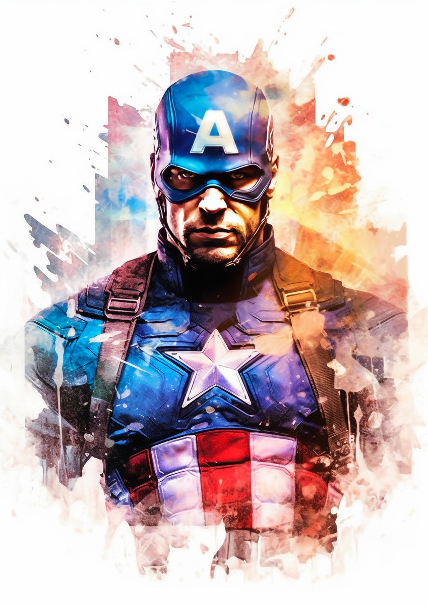 Premium Quality Marvel Watercolor Captain America A2 Size Posters ...