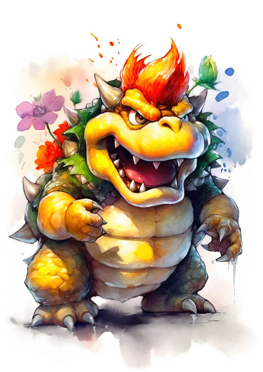 Premium Quality Super Mario Watercolour Bowser A2 Size Posters – Pixie ...