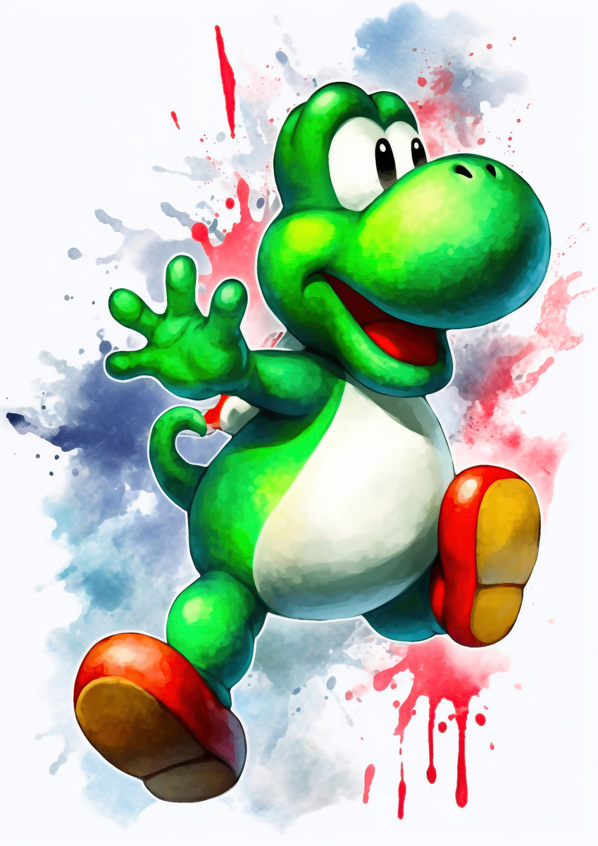 Premium Quality Super Mario Watercolour Yoshi A2 Size Posters – Pixie ...
